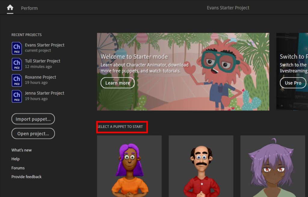 Adobe: Character Animator – E-learning Help Guides