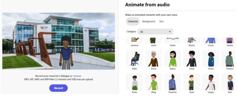 Adobe Express: Create an animated character from Audio – E-learning ...