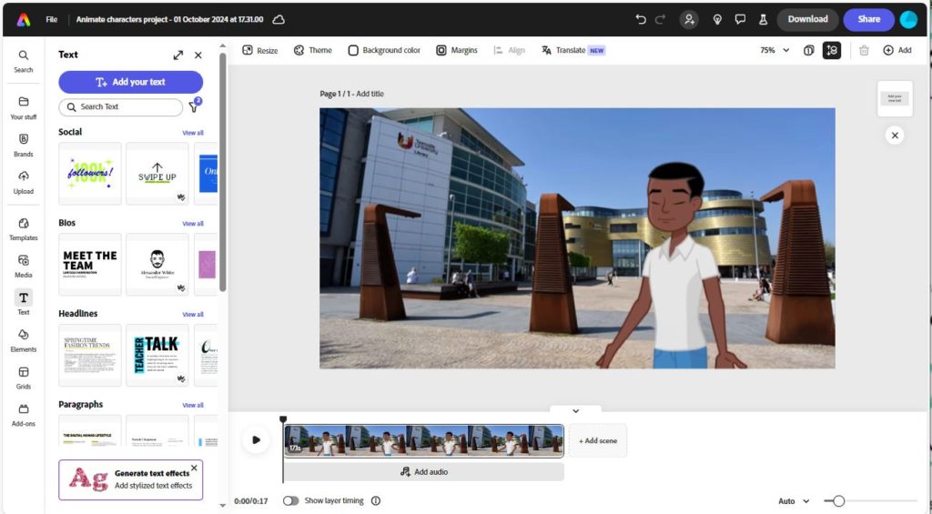 Adobe Express: Create an animated character with Audio – E-learning ...
